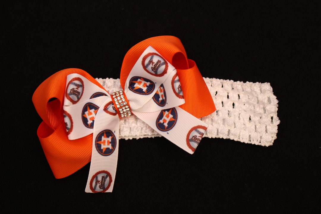Baby Toddler Girl Houston Astros Inspired Baseball Hair Bow Bling ...