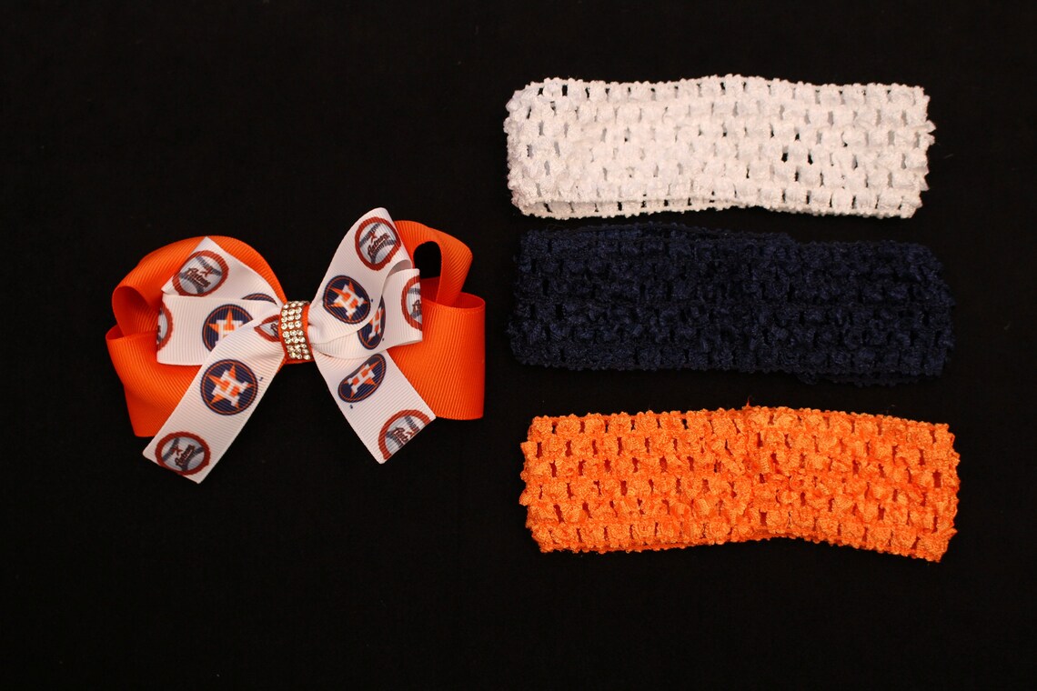 Baby Toddler Girl Houston Astros Inspired Baseball Hair Bow - Etsy