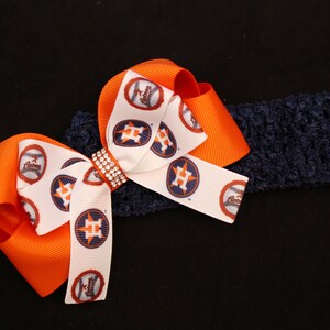 Baby Toddler Girl Houston Astros Inspired Baseball Hair Bow - Etsy