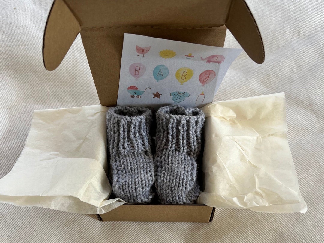 Newborn Baby Booties, Newborn Baby Bootie Announcement, Gray Baby ...