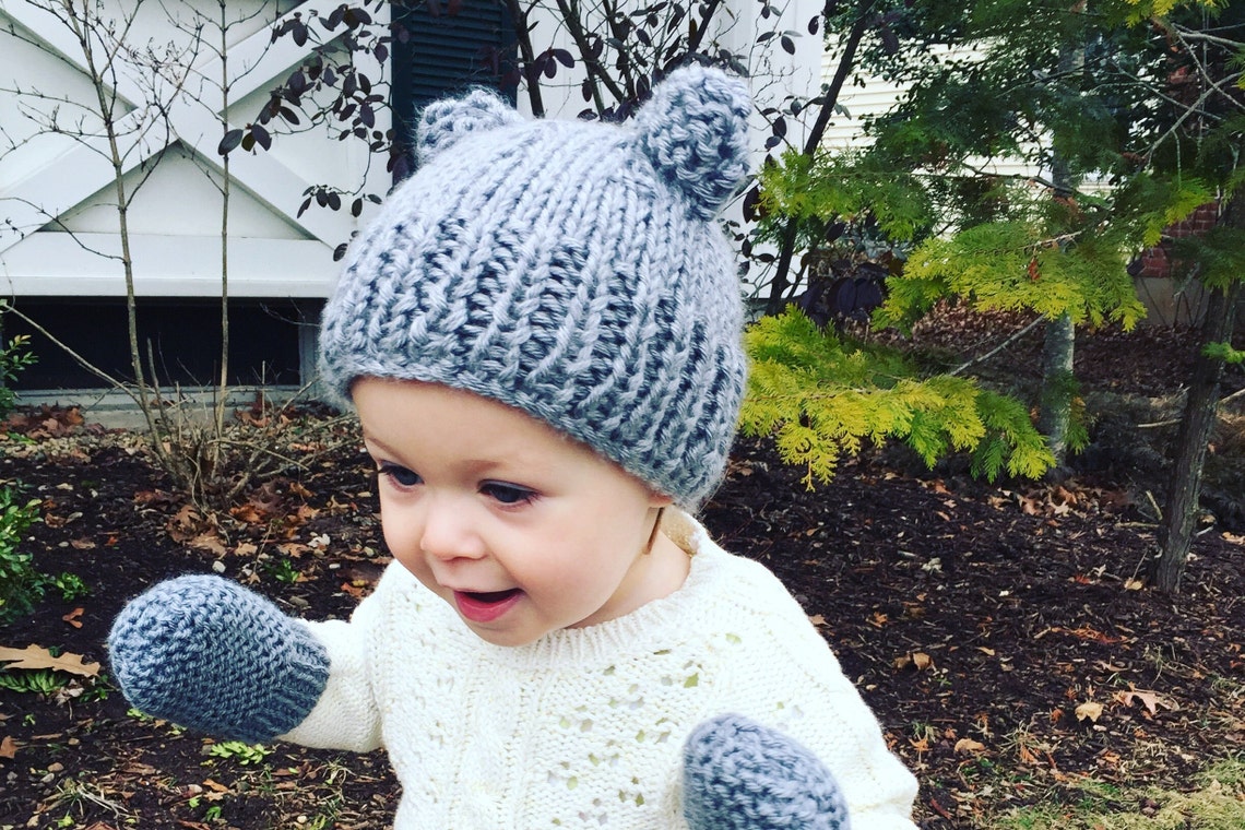 Toddler Bear Ears Knit Hat Knitting Pattern Easy - Etsy