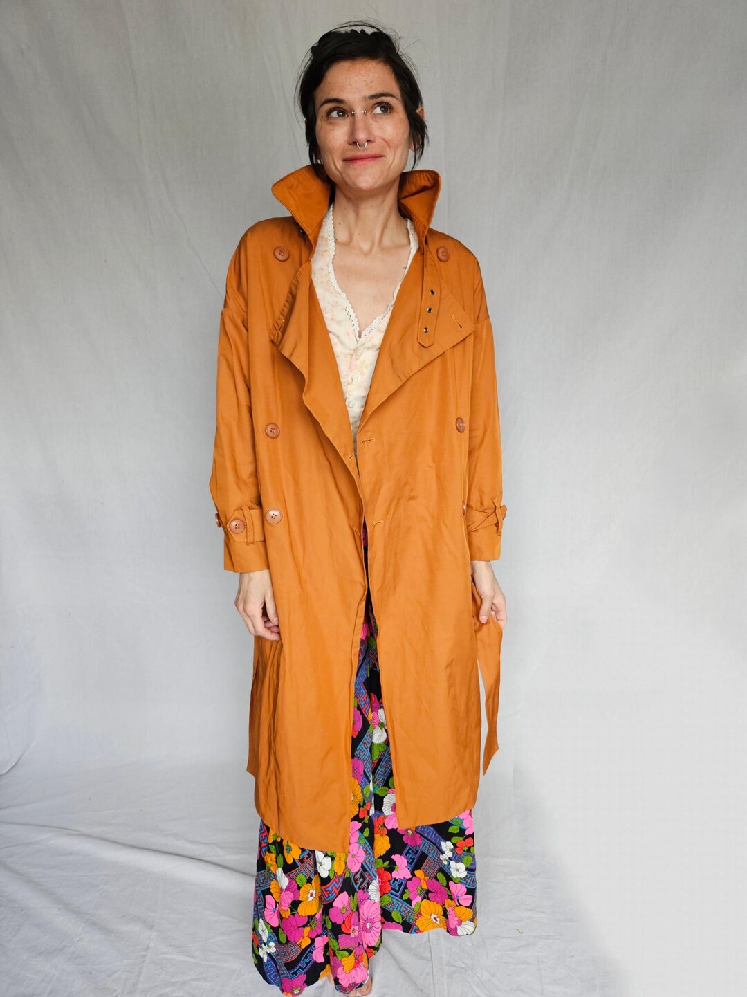 Late 90s Rust Trench Coat – Size Small/petite - Etsy