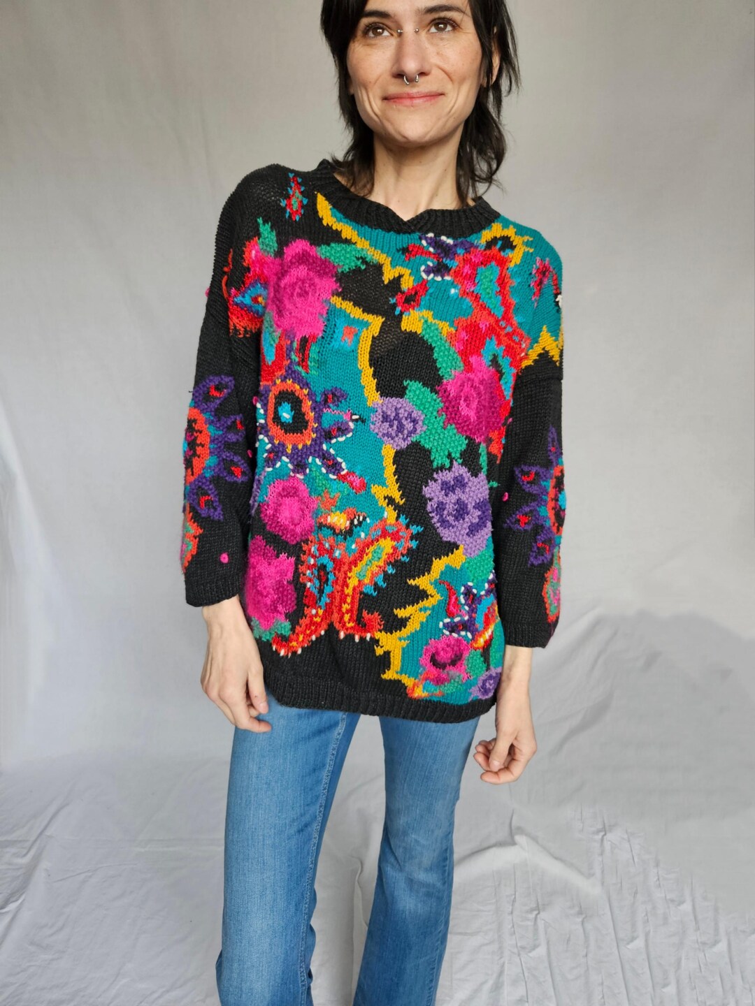 1990s Forenza Hand-knitted Sweater - Size S/M - Etsy