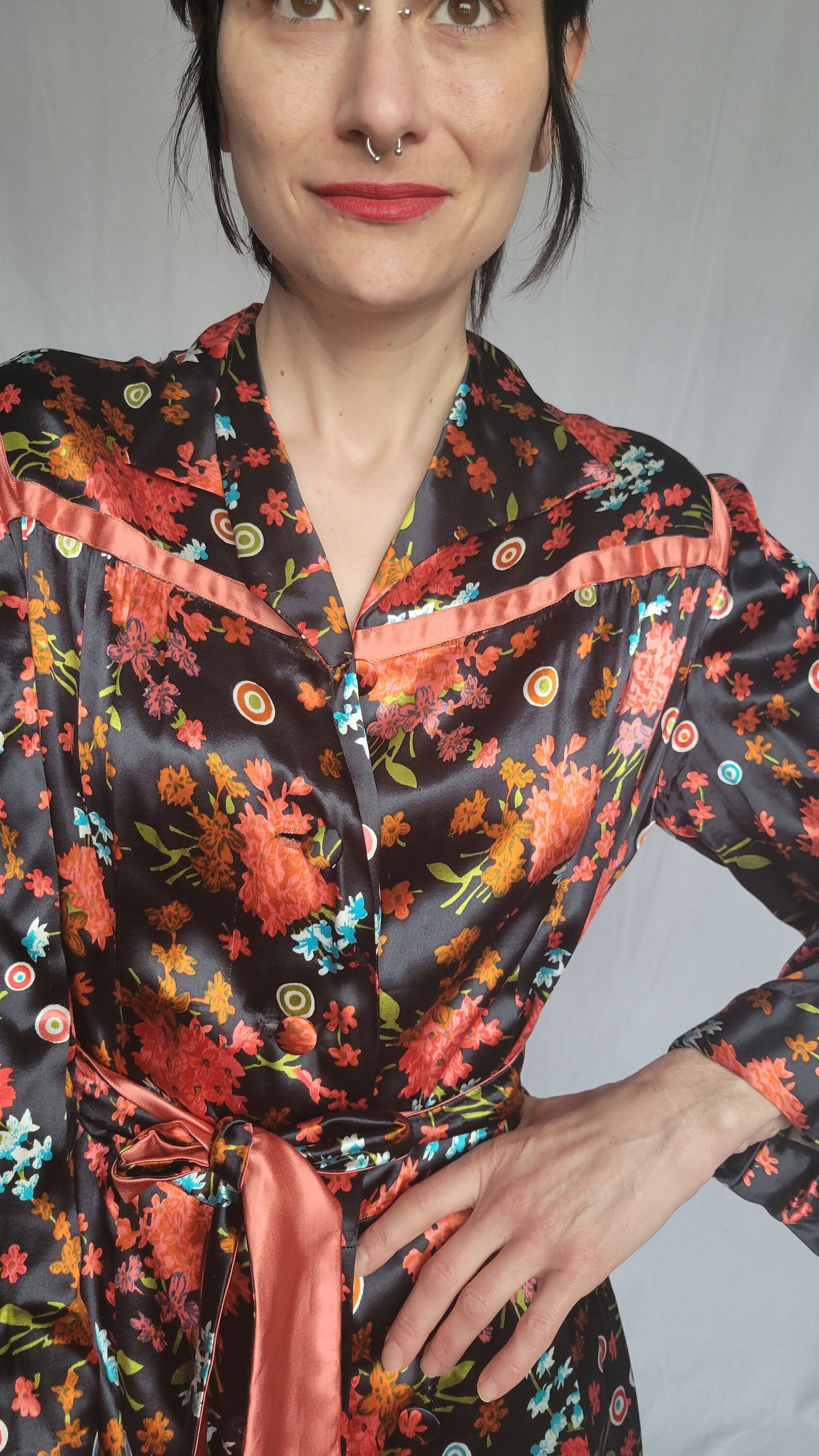 1940s Satin Floral House Coat - Etsy