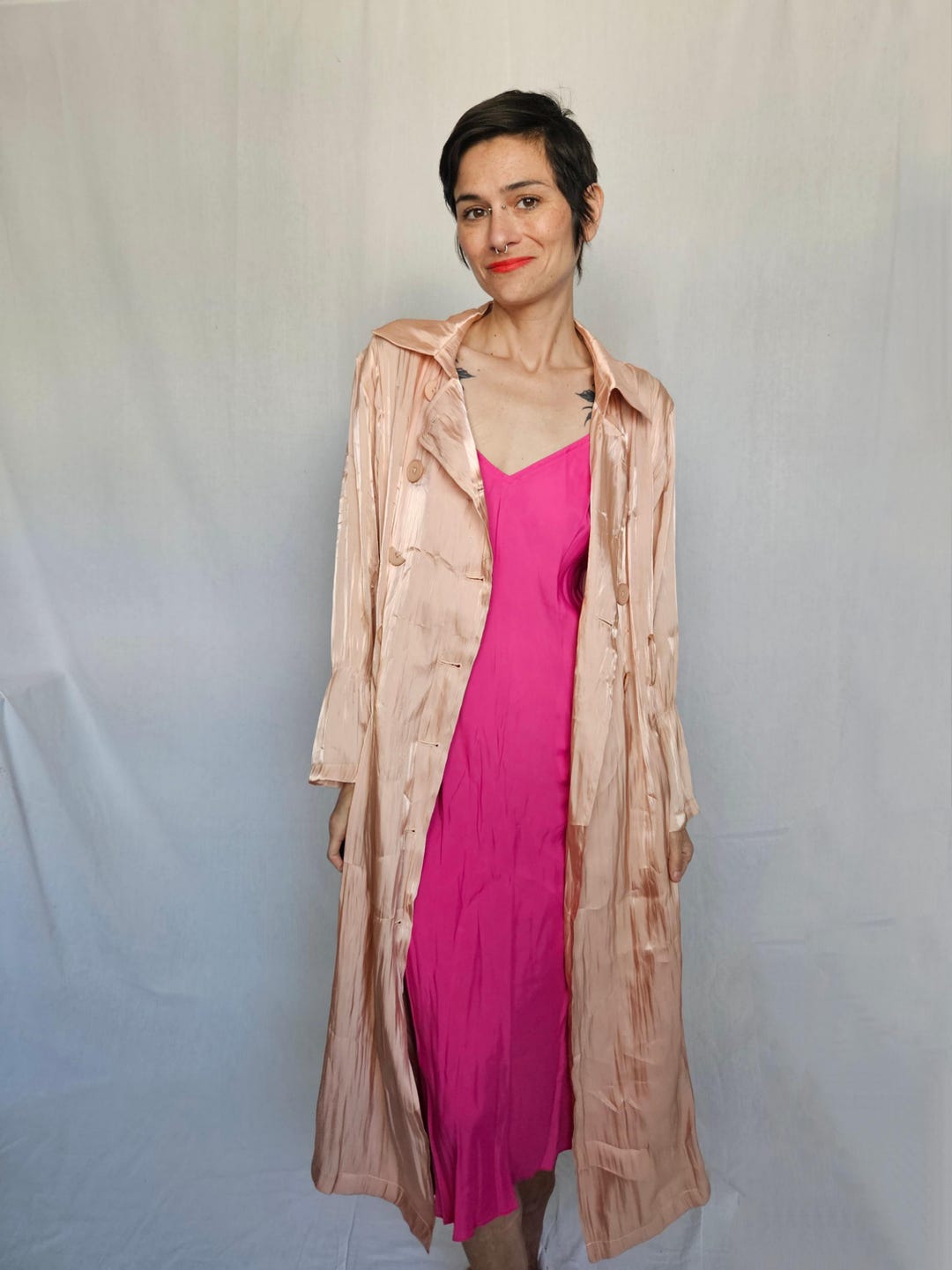 00 Jeanne Lanvin Peach Poly-silk Duster Coat – as Is - Etsy