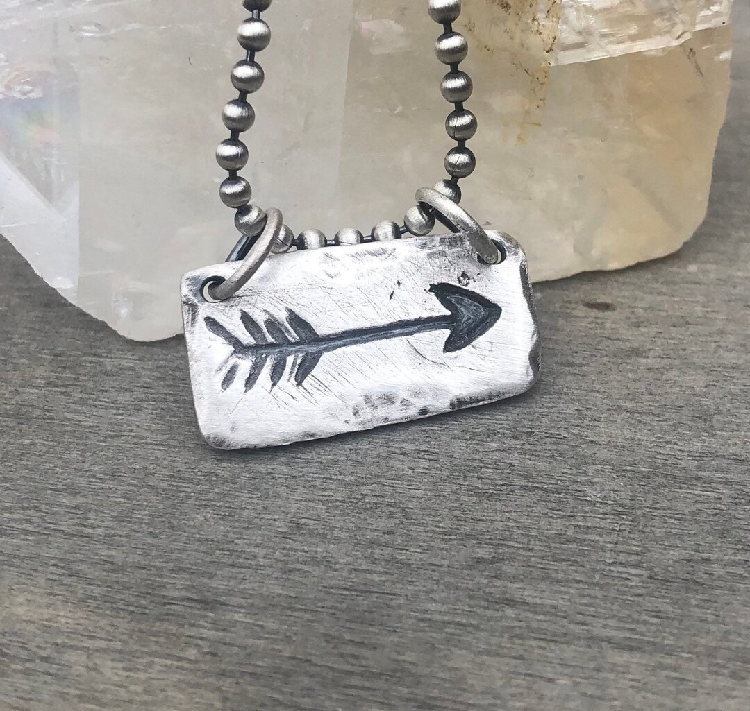 Sterling Silver Arrow Necklace, Native Arrow, Rustic Arrow, Gift for ...