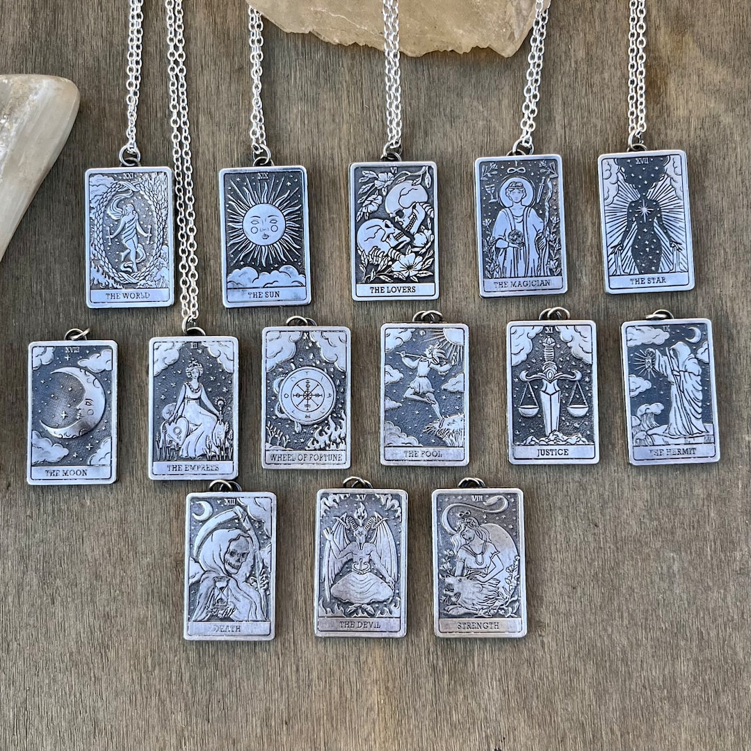 Sterling Silver Tarot Card Pendant Necklace - Witchy Jewelry - Etsy