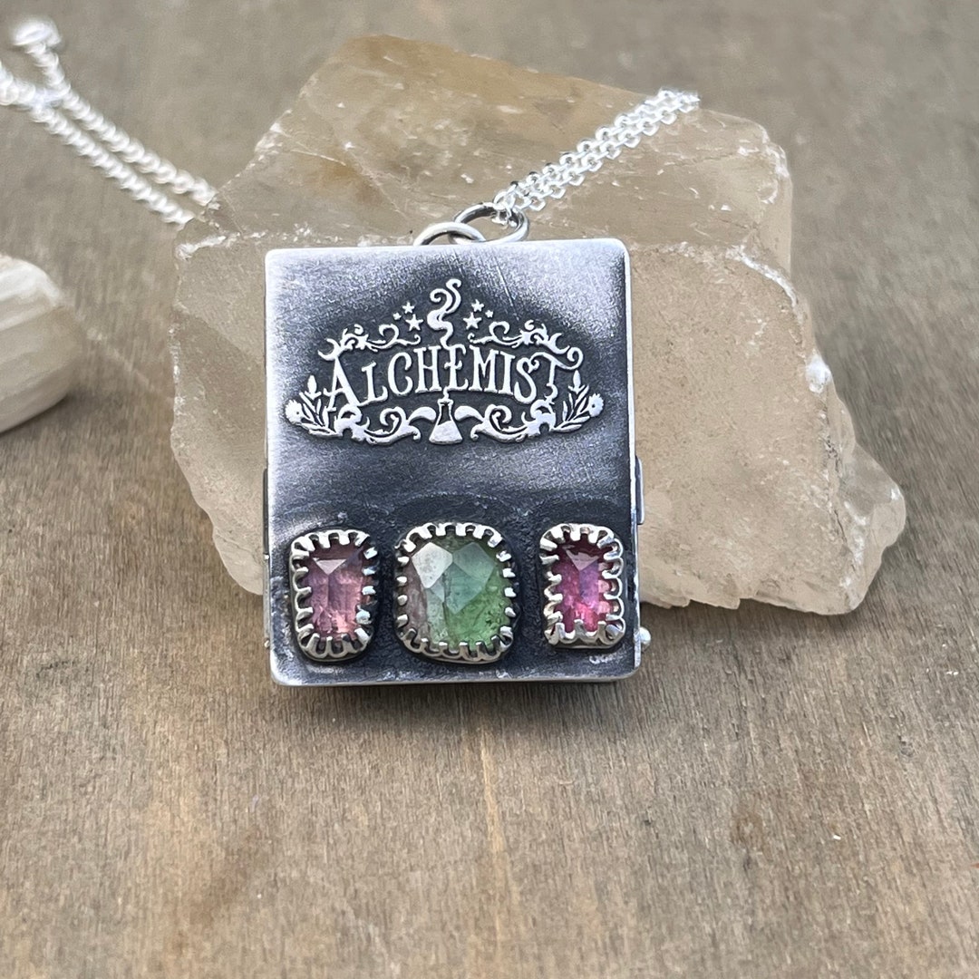 Sterling Silver Alchemist Locket Pendant With Tourmalines - Etsy