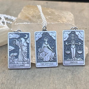 Sterling Silver Tarot Card Pendant Necklace - Witchy Jewelry - Etsy