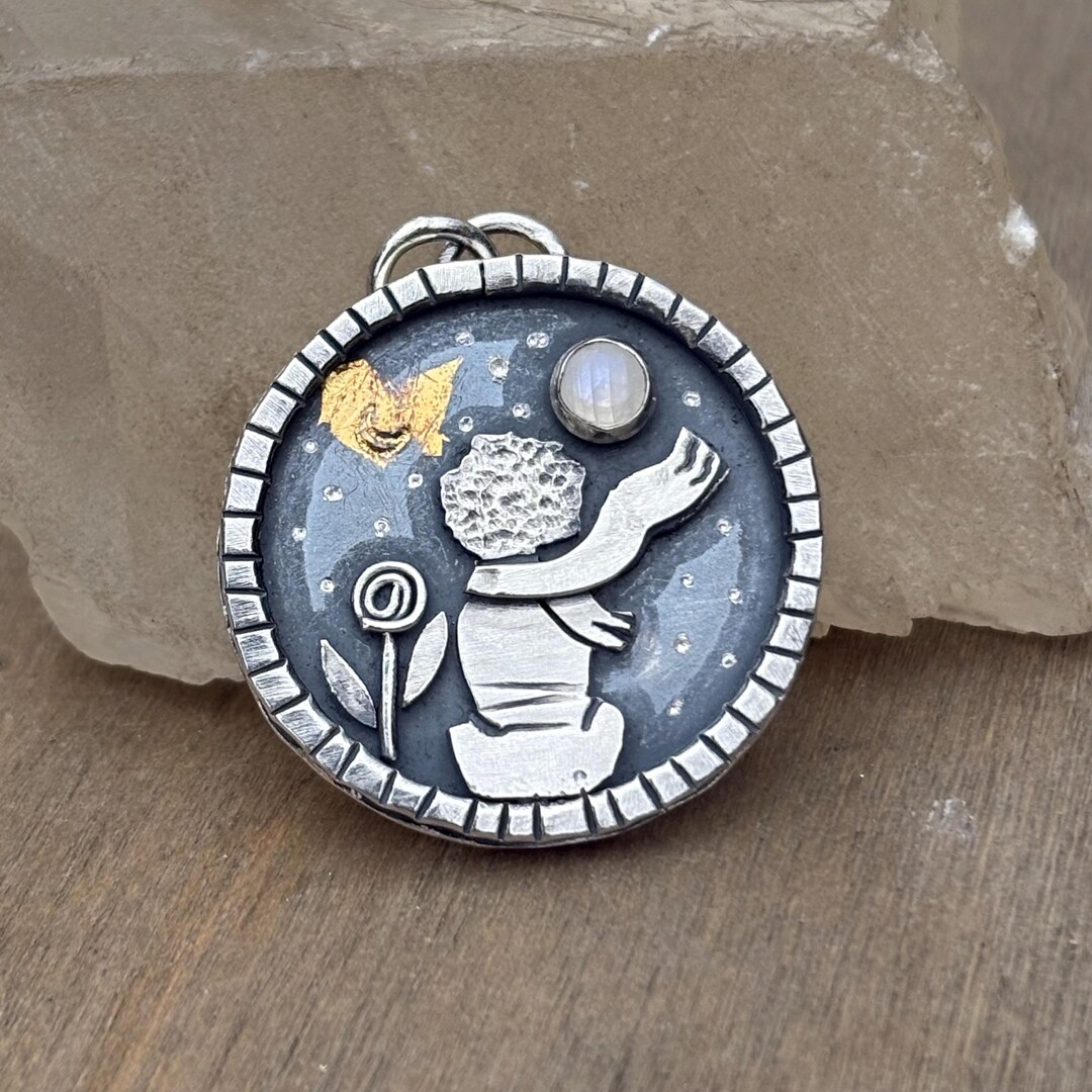 The Little Prince Moon Pendant – Sterling Silver & 24k Gold, Moonstone ...