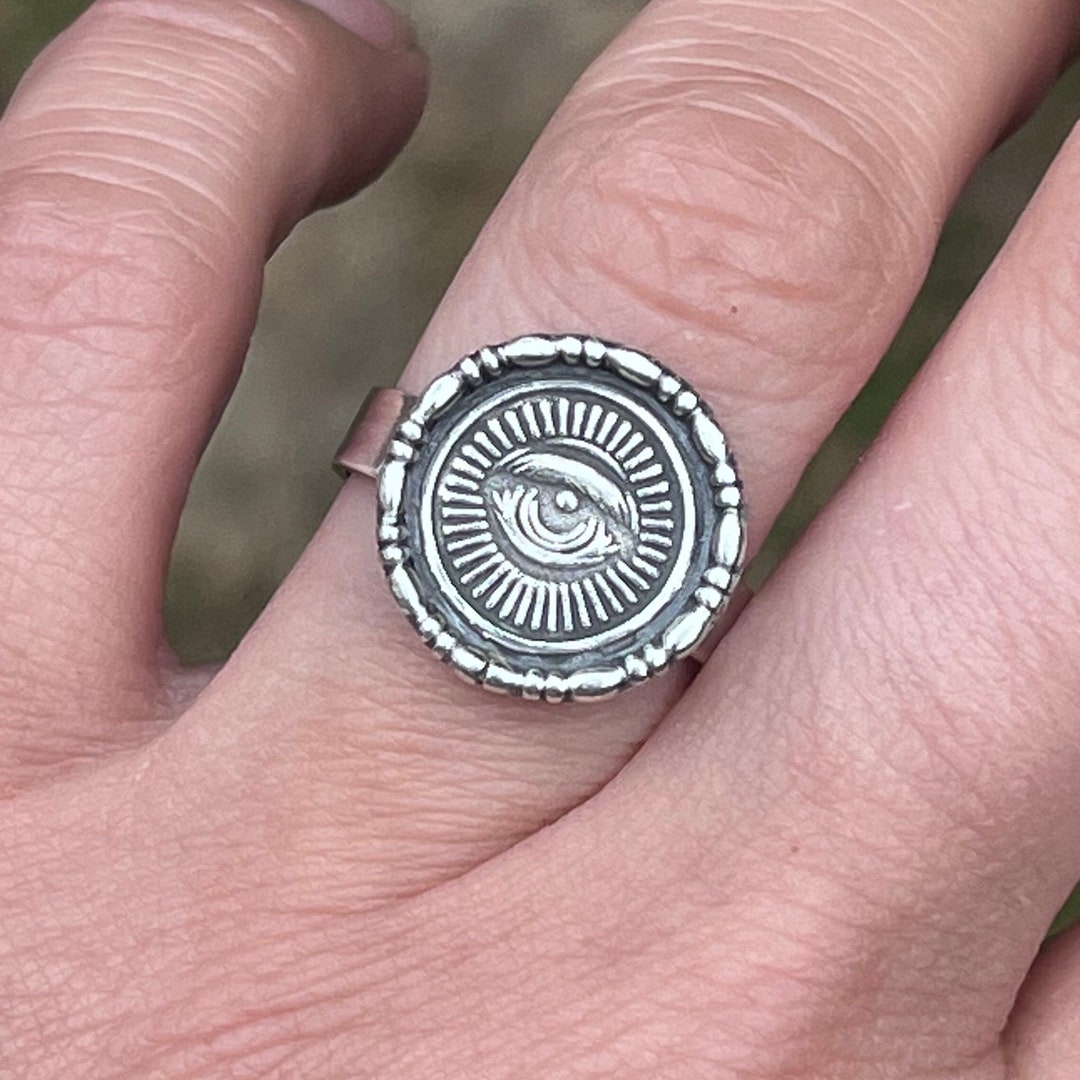 Sterling Silver All Seeing Eye Ring in Size N, Size 6.5 Silver Third ...