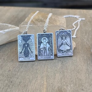 Sterling Silver Tarot Card Pendant Necklace - Witchy Jewelry - Etsy