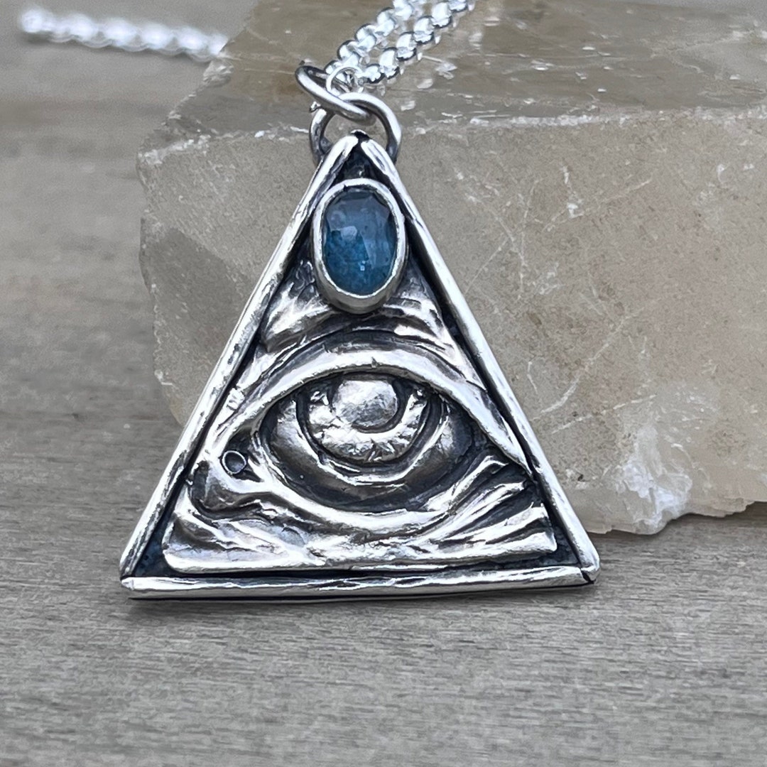 Sterling Silver All Seeing Eye Pendant With Kyanite, Silver Third Eye ...