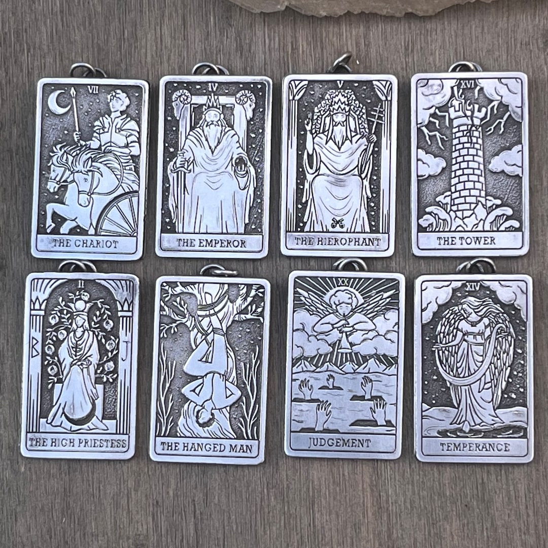 Sterling Silver Tarot Card Pendant With Chain - Etsy