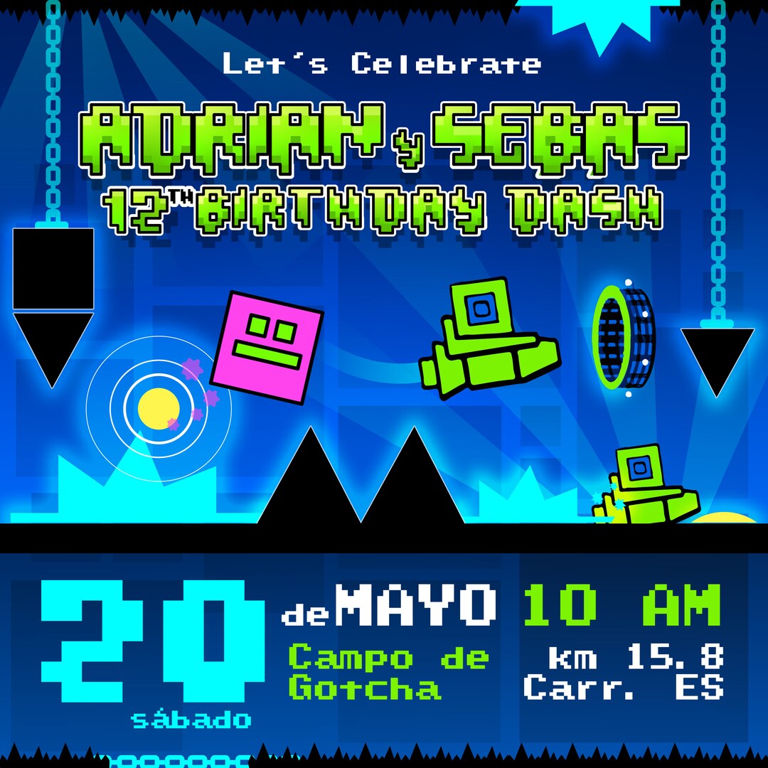 GEOMETRY DASH Birthday Invitation - Etsy