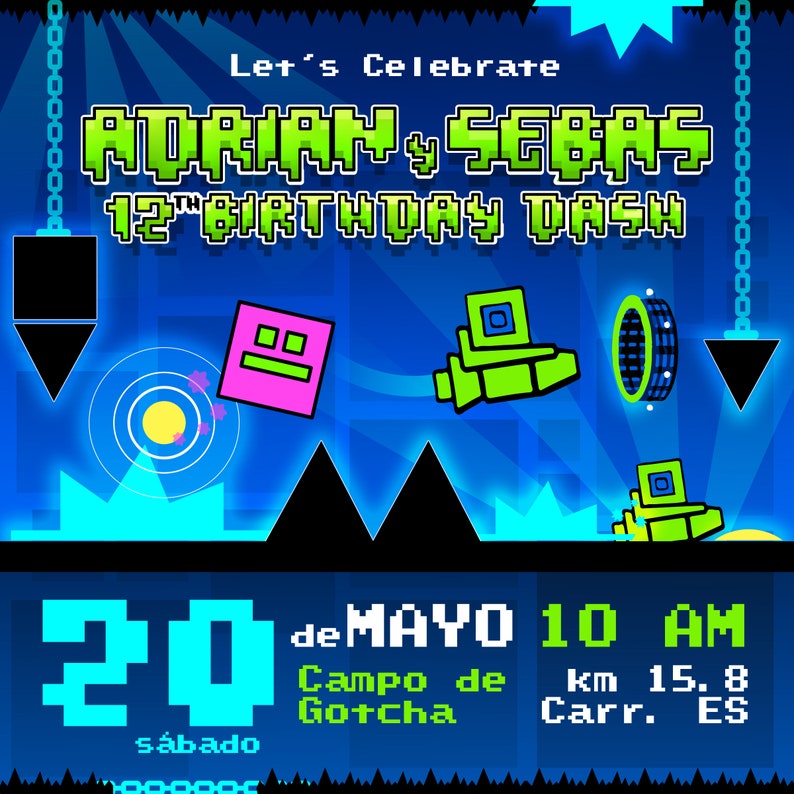 GEOMETRY DASH Birthday Invitation - Etsy