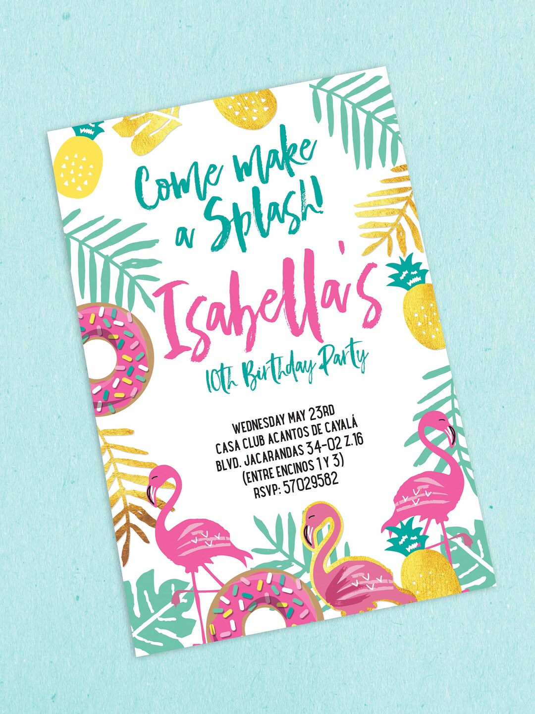 Pool Party Flamingo Invite - Etsy