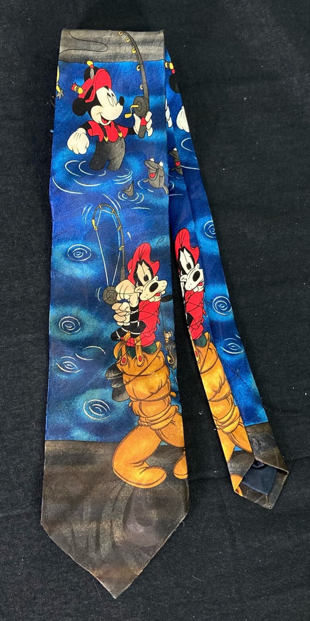 VTG 90s Disney Mickey Goofy Fishing Necktie Men's Blue Cartoon Tie - Etsy