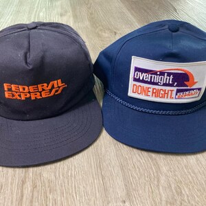Vintage Federal Express Snapback Hat Lot Set of 2 Blue 90 Federal ...