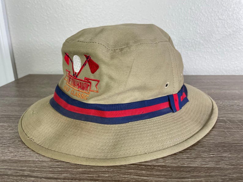 Town Talk Golf Classic Bucket Hat Khaki Red Stripe Made in USA One Size ...