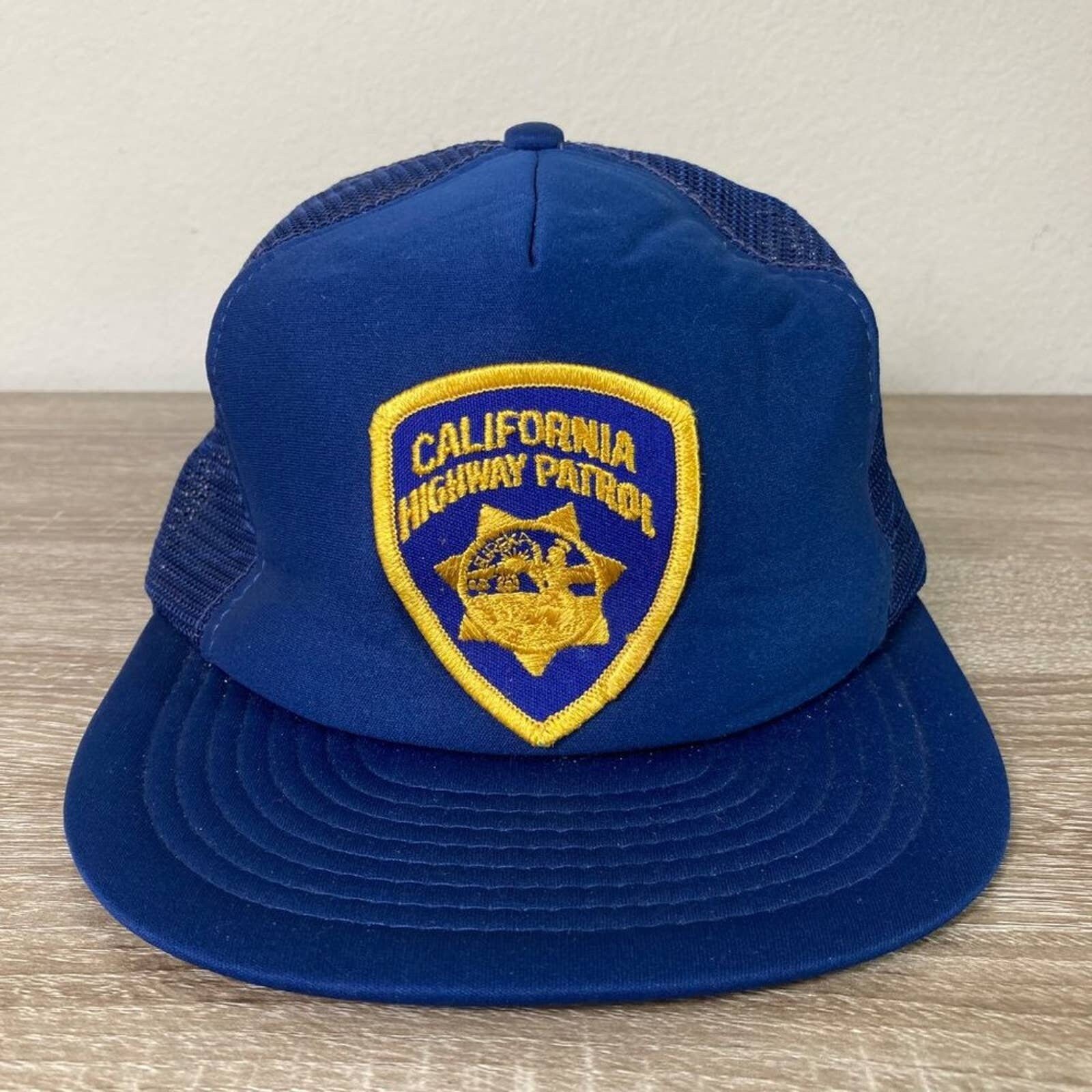 California Highway Patrol Hat Vintage Trucker Snapback Cap Mesh Blue ...