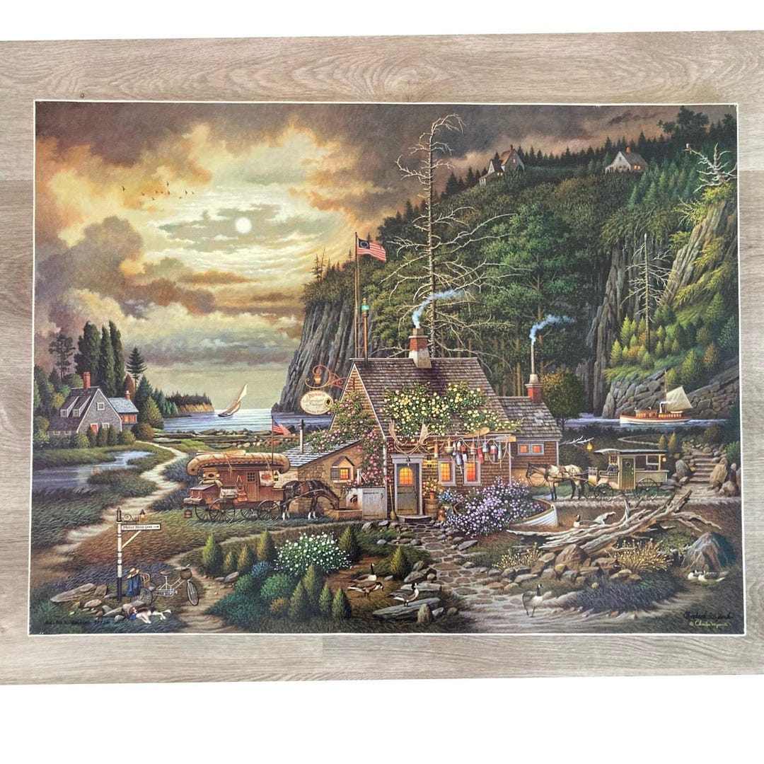 Charles Wysocki Lithograph “moonlight & Roses in Olde Maine” 93/300 ...