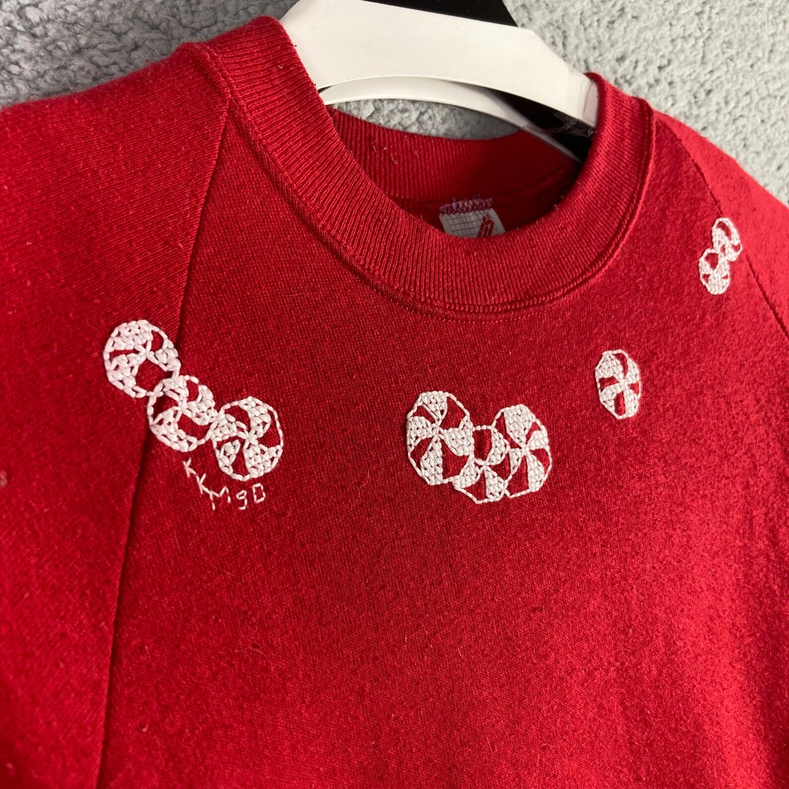 Vintage Jerzees Peppermint Candy Pullover Red Sweatshirt Size Large USA ...