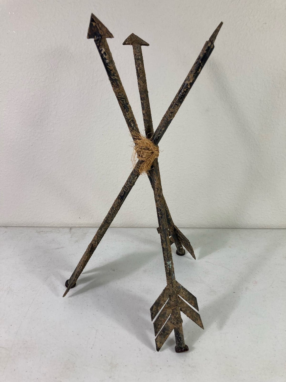 Vintage Wrought Iron Arrow Art Tribal Design, 17" Tall Unique ...