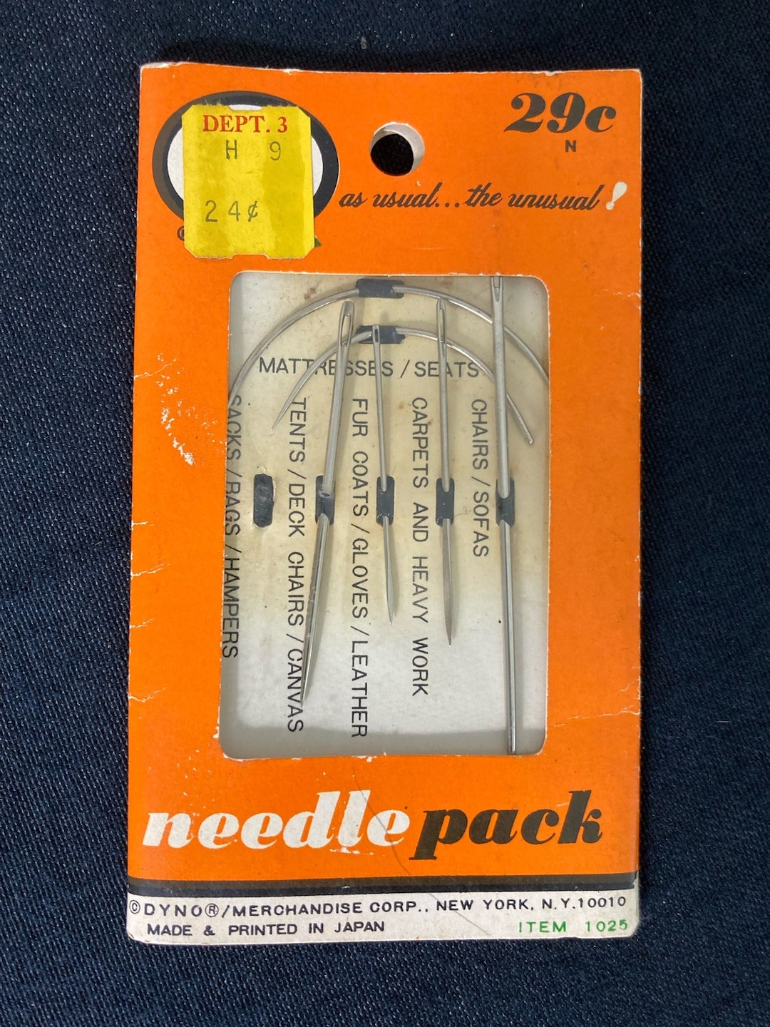 Vintage Dyno Needle Pack Assorted Hand Sewing Needles Japan Steel ...