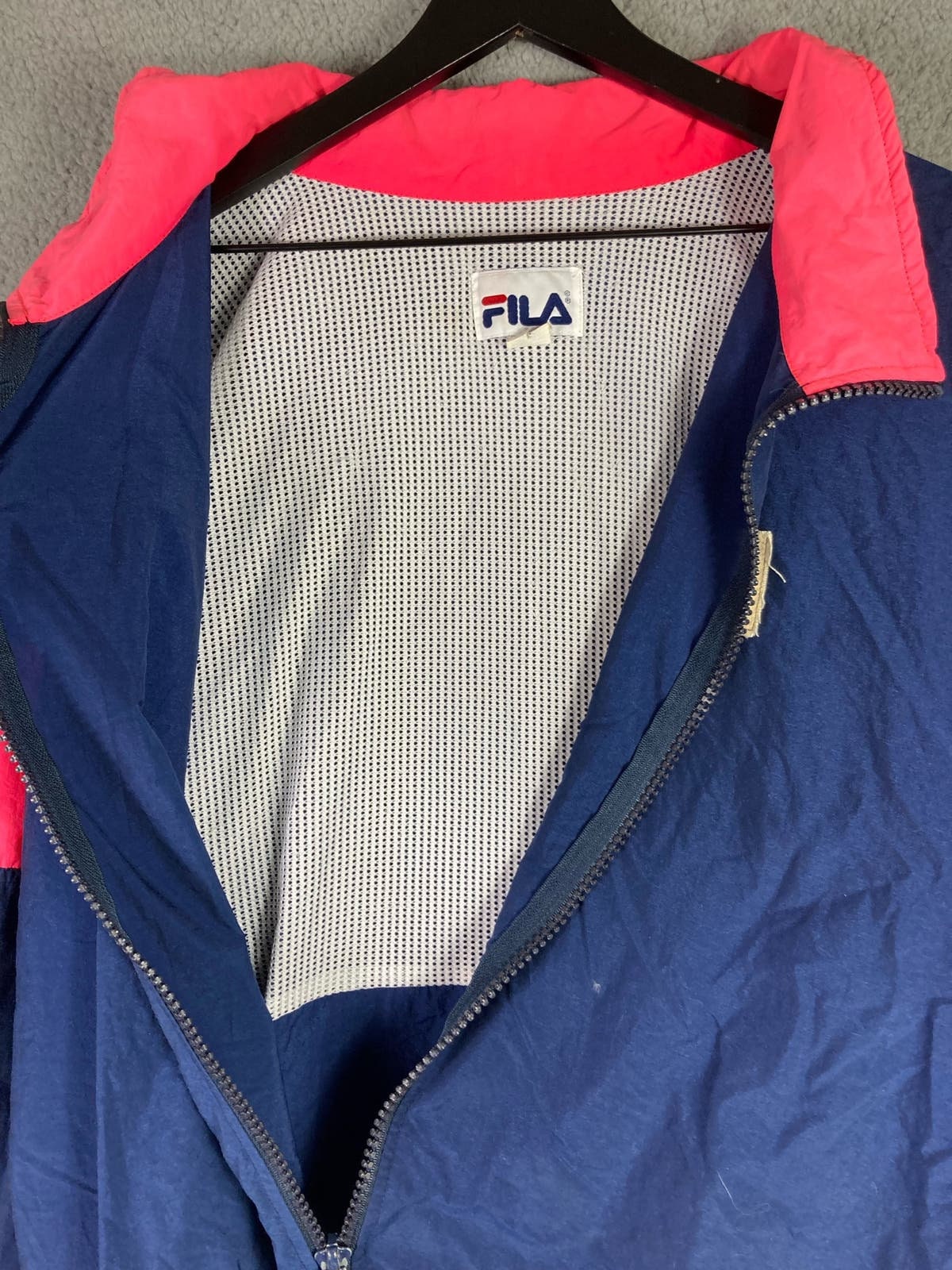 Vintage Fila Jacket Neon Pink Blue Made in USA Large Full Zip ...
