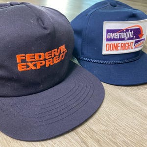 Vintage Federal Express Snapback Hat Lot Set of 2 Blue 90 Federal ...