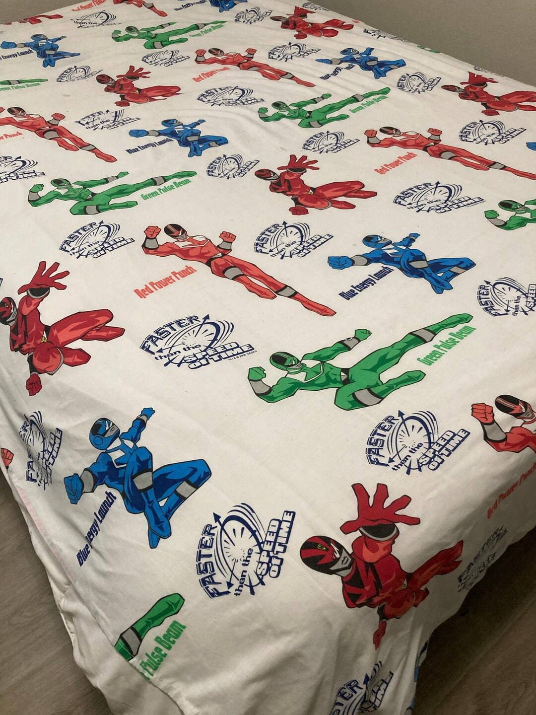 Vintage 2000 Power Rangers Twin Flat Sheet Saban Multicolor Kids ...