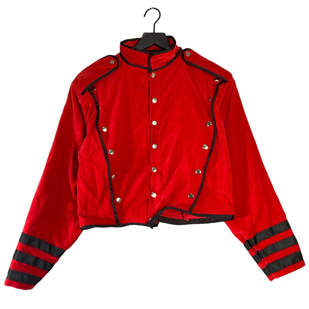 Vintage Red Military Style Costume Jacket Unisex M Silver Buttons ...