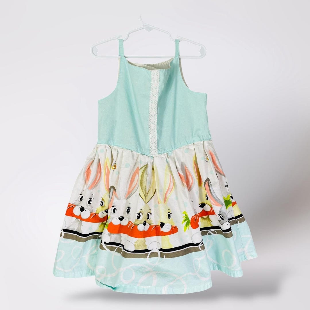 Monkey House Threads Handmade Kids Girls Bunny Rabbit Easter Dress Size ...