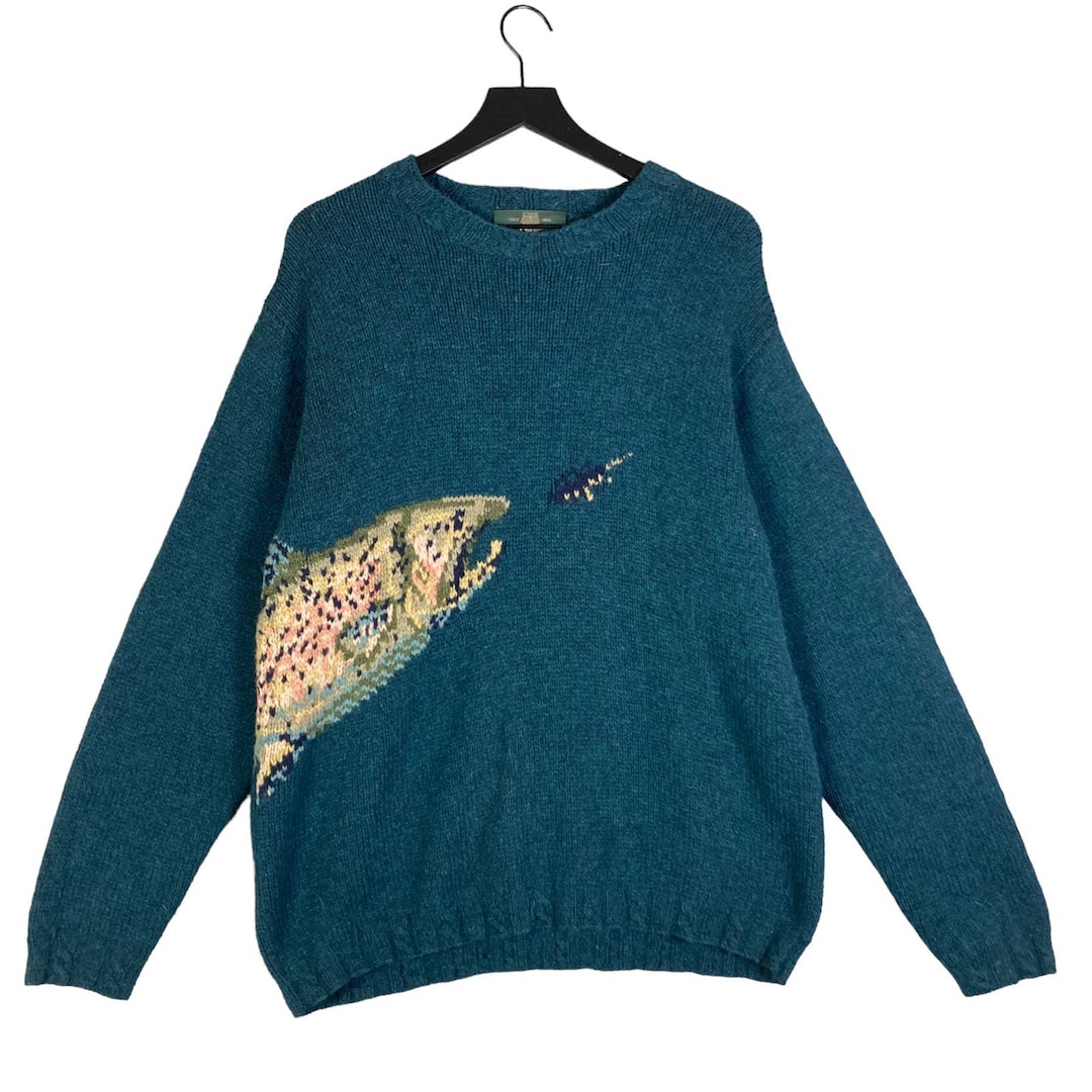 90s Orvis Sweater 100% Wool Mens Size Medium Fish Fishing Knit - Etsy