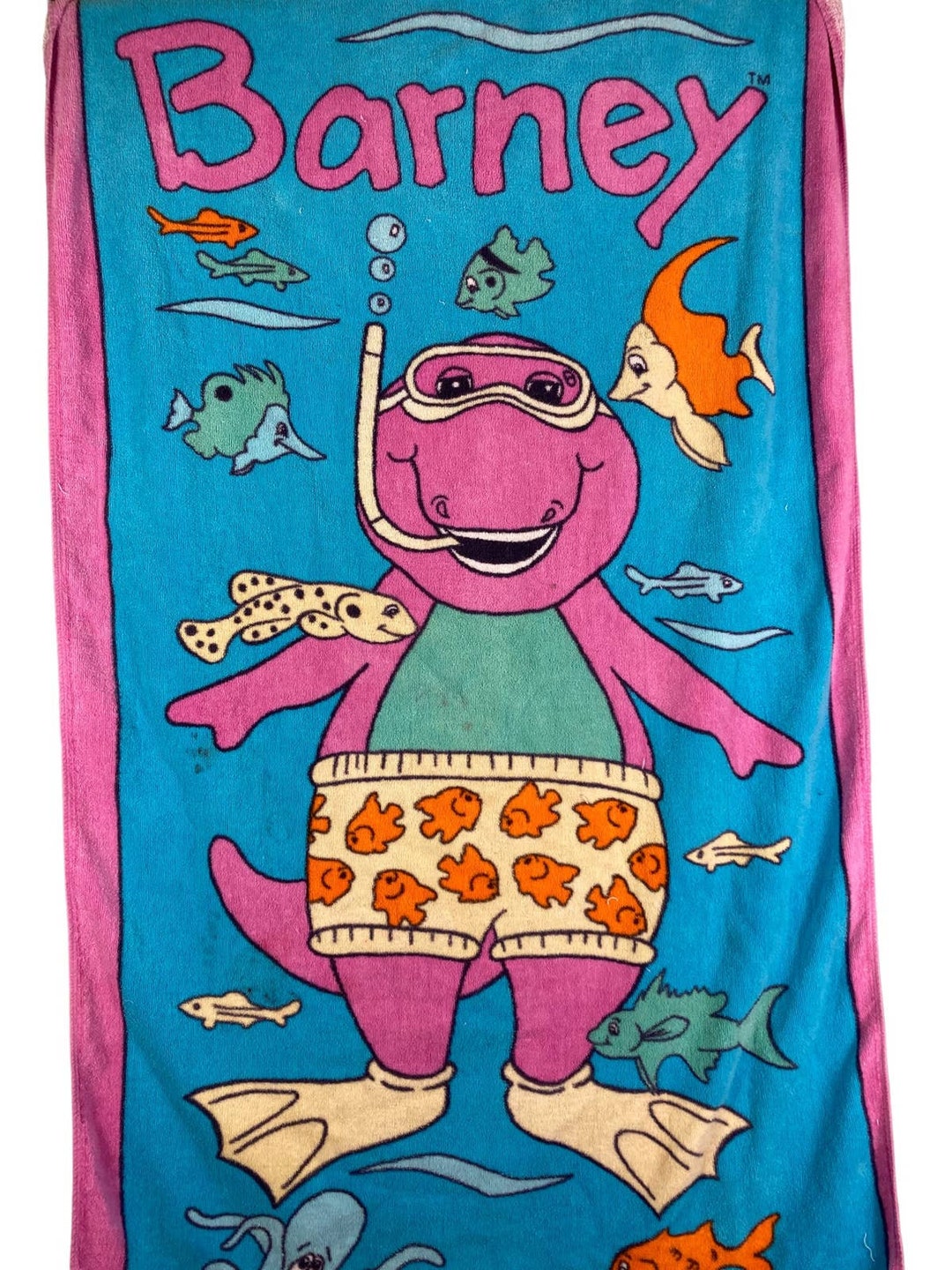 1992 Vintage Barney Towel Beach Bath Lyons Group Snorkel - Etsy