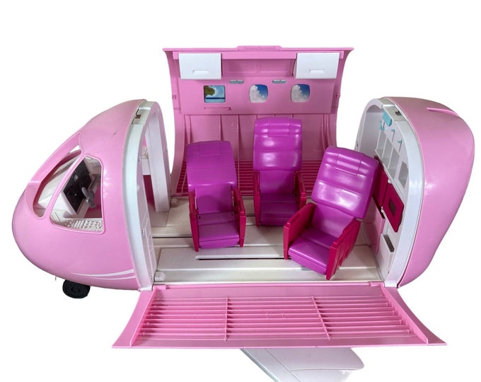 Vintage 1998 Barbie Mattel Airplane Plane Playset Pink Jumbo Jet ...