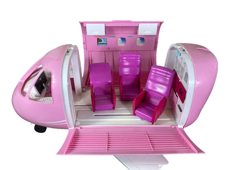 Vintage 1998 Barbie Mattel Airplane Plane Playset Pink Jumbo Jet ...