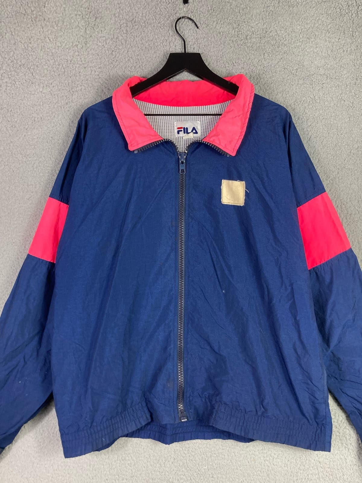 Vintage Fila Jacket Neon Pink Blue Made in USA Large Full Zip ...