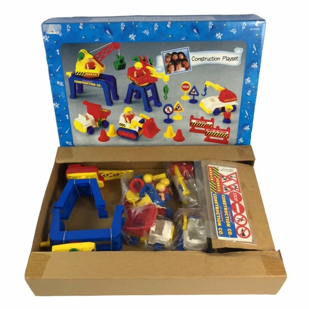 Vintage 1995 Dhc Construction Playset Kids Toyset Road Work Trucks Cars ...