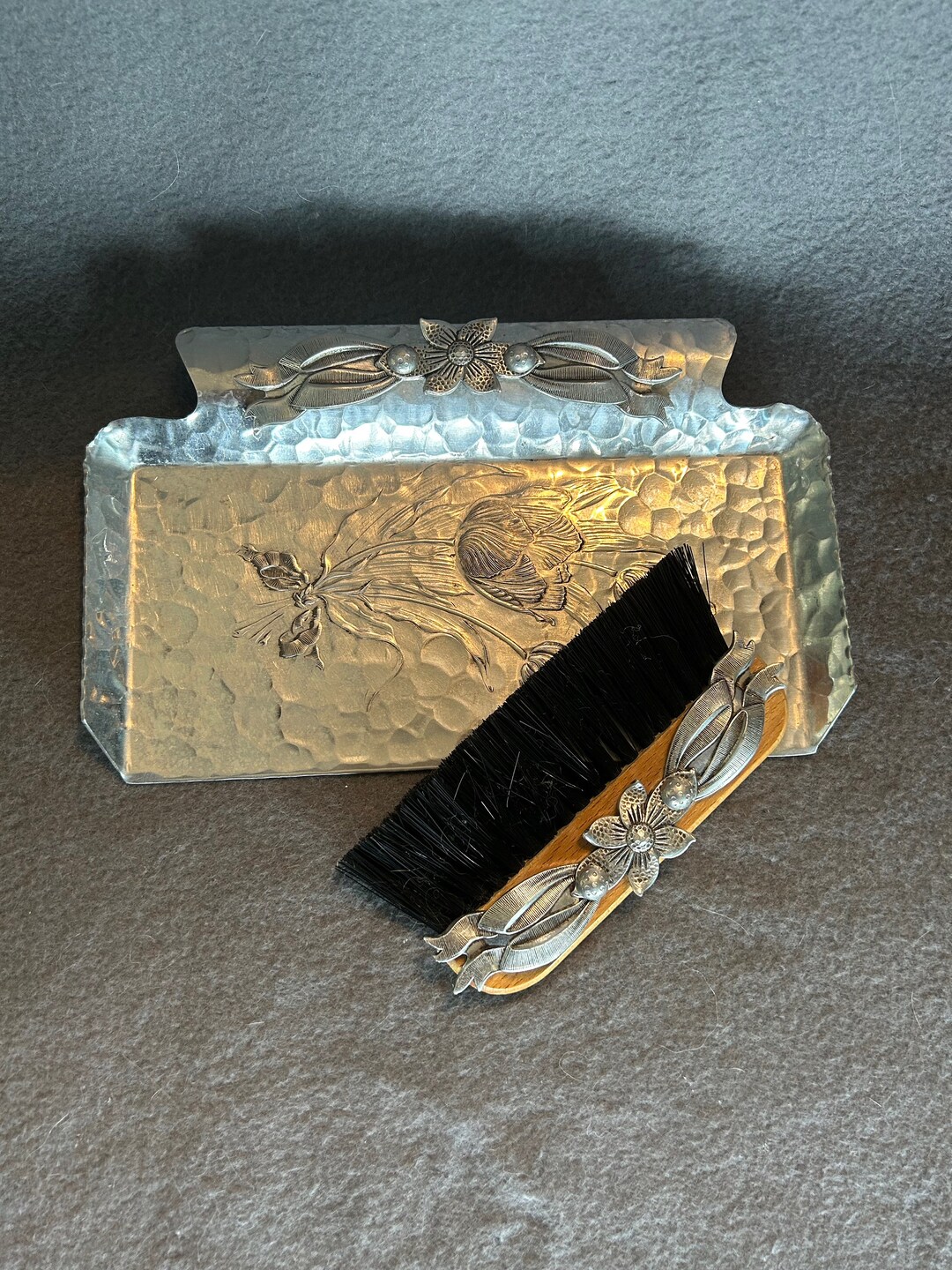 Vintage Rodney Kent Crumb Tray and Brush Hammered Aluminum - Etsy