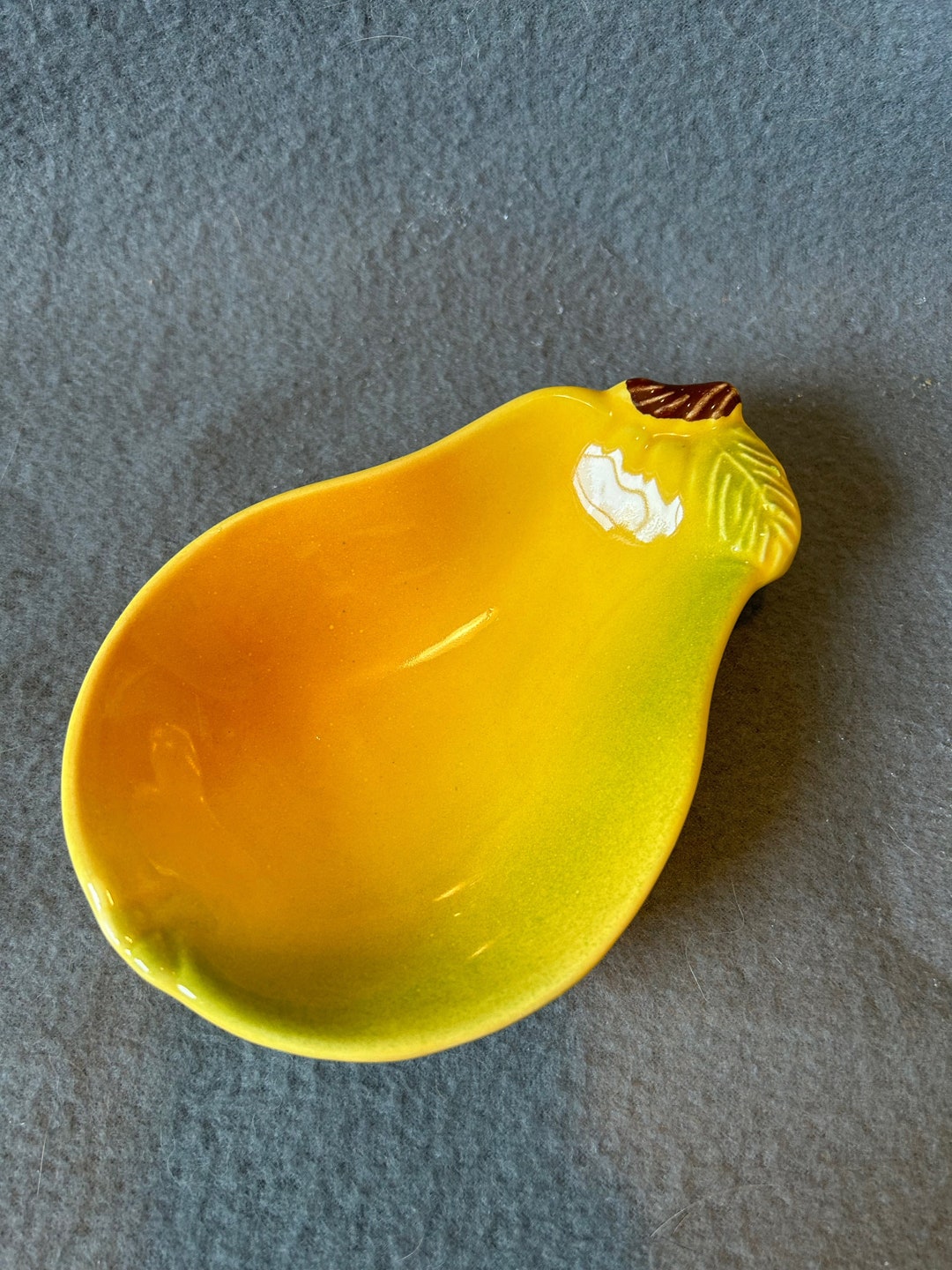 Vintage Pear Bowl, Trinket Dish, Brazil Pottery, Yellow, Fruit Shape ...