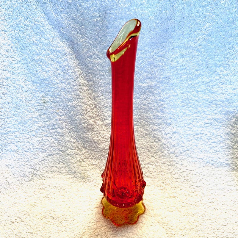 Fenton Orange Swung Vase - Etsy