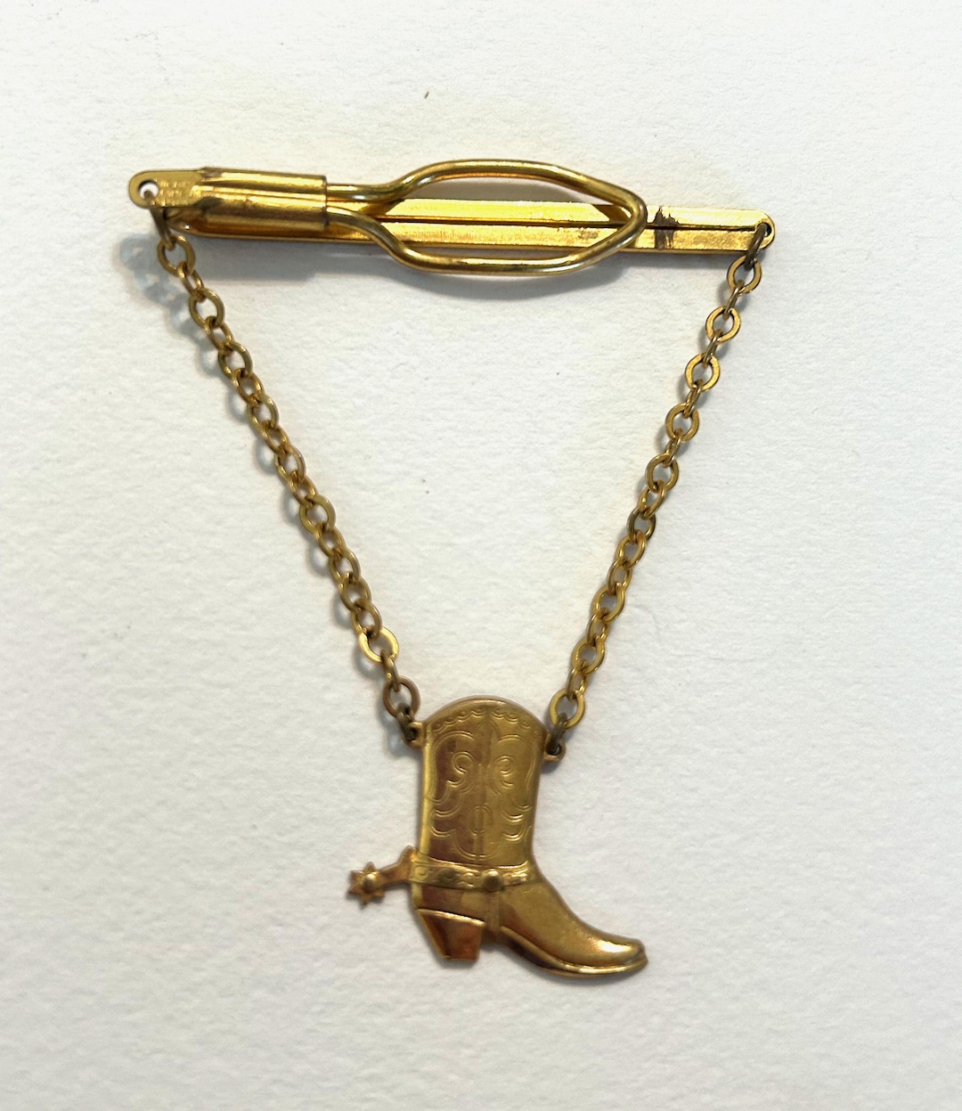 Vintage Cowboy Boot Tie Clasp, Hickok Tie Clasp, Gold Tone Metal, Spurs ...