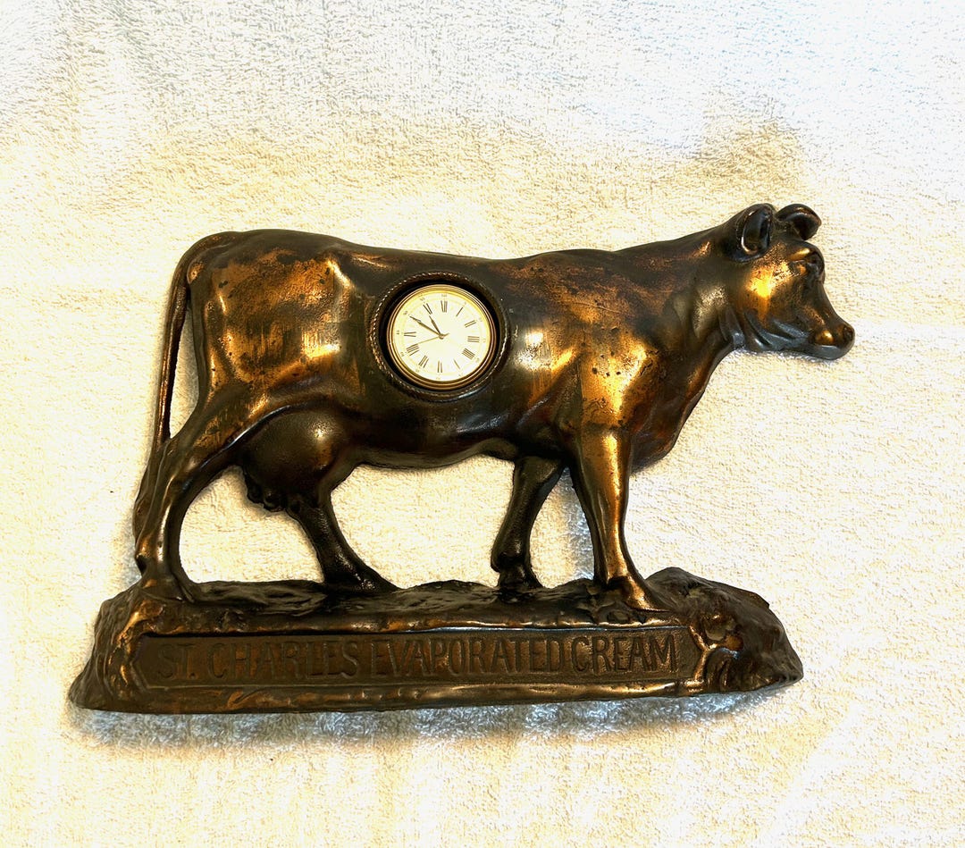 St Charles Vintage Cow Clock, 1920s Advertising, Evaporated Cream ...
