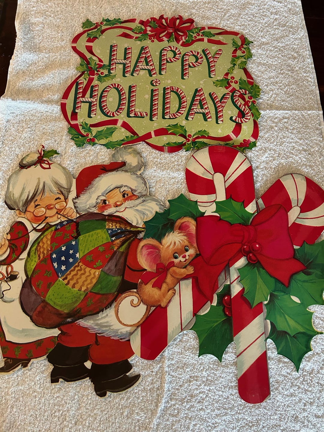Vintage Christmas Door Decorations, Die Cut, Lot of 3, Paper Cardboard ...