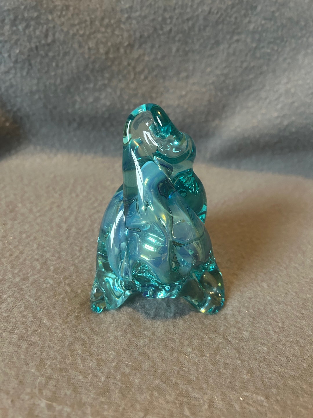 Vintage Nymburk Glass Paperweight, Signed, Blue Ocean Wave, Hand Blown ...