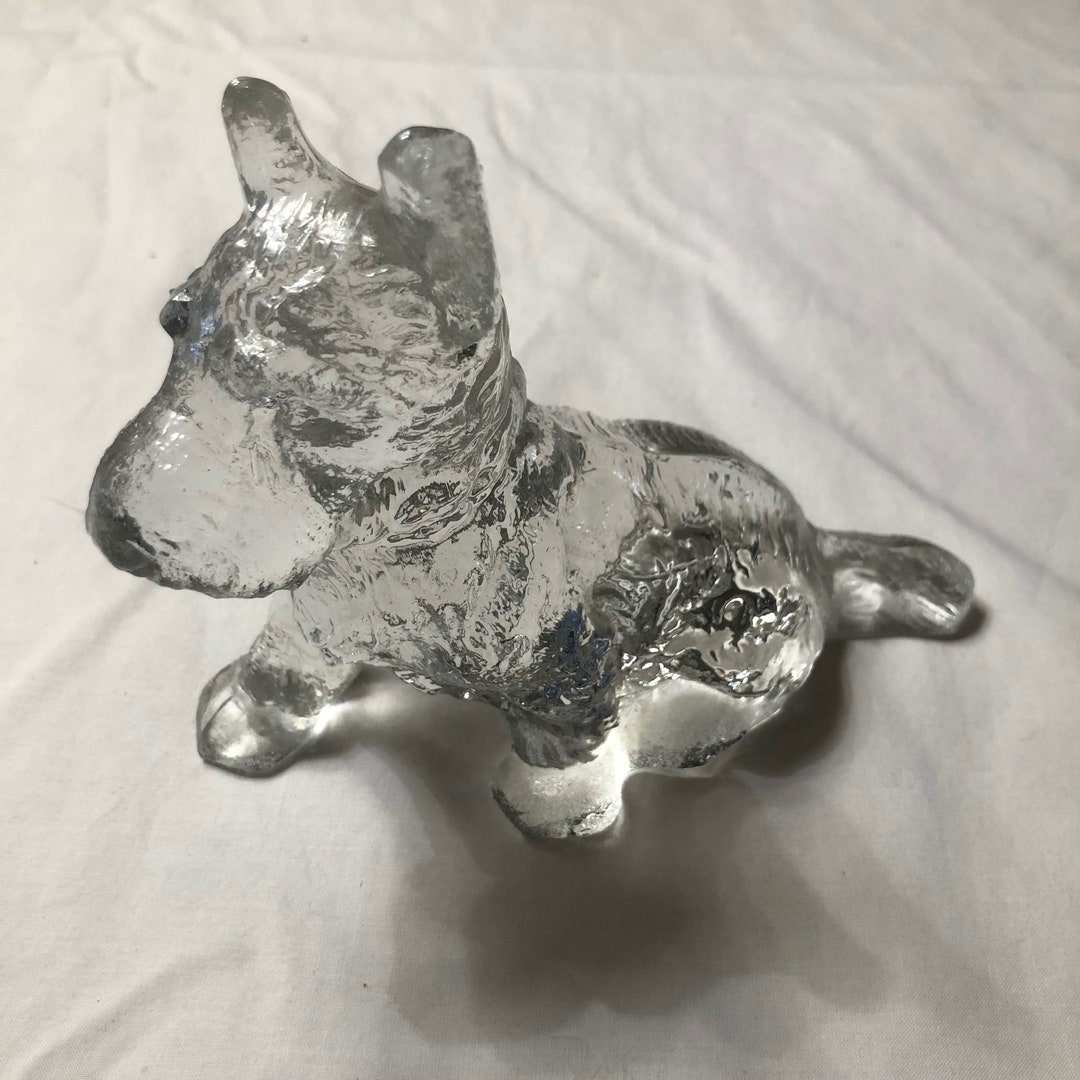 Scottie Dog Figurine, Clear Glass Paperweight, Boyd Art Glass, Scottish ...