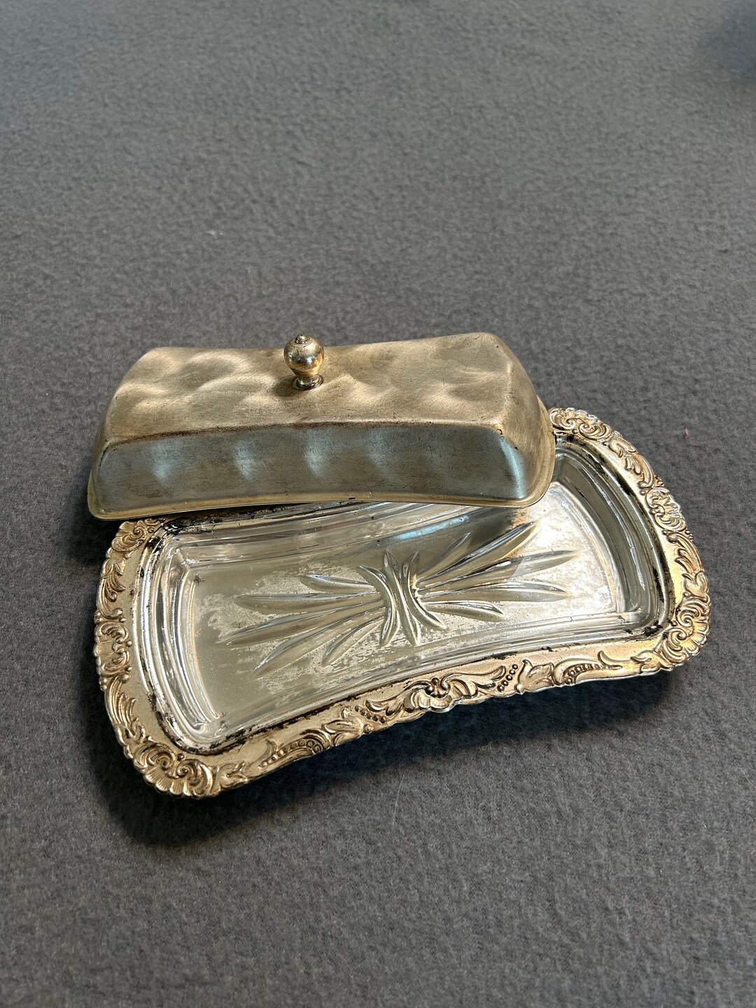 Vintage WMF IKORA Butter Dish, Silver Plate, Glass Insert, Swirl ...