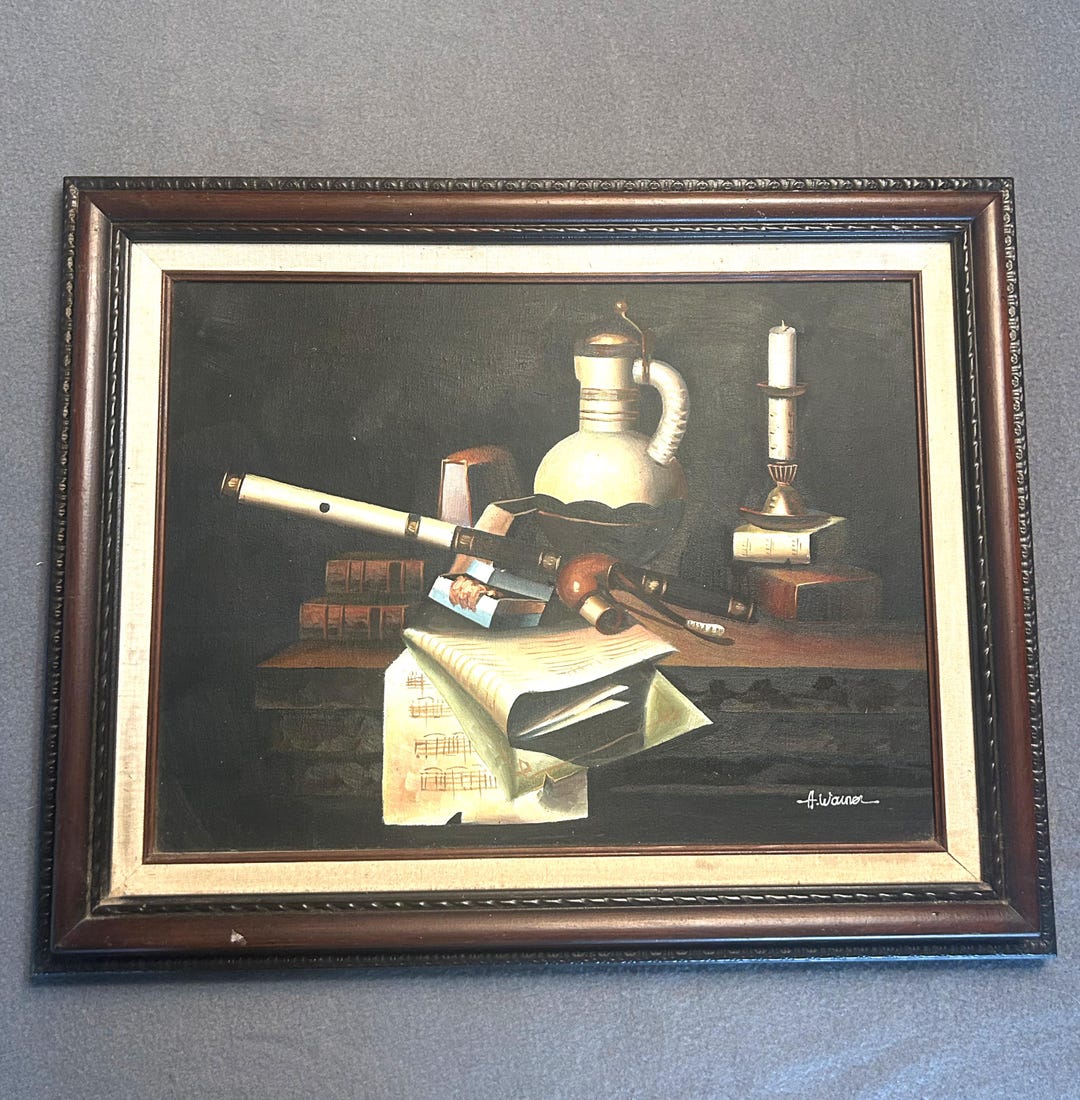 Vintage Still Life Painting, Emblems of Peace, Reproduction, Signed A ...